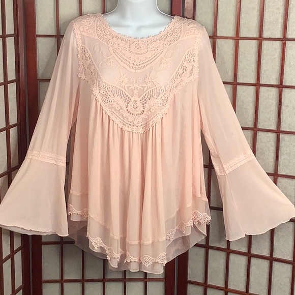 Indigo Thread Co | Tops | Indigo Thread Co L Top Bell Sleeve Blouse ...